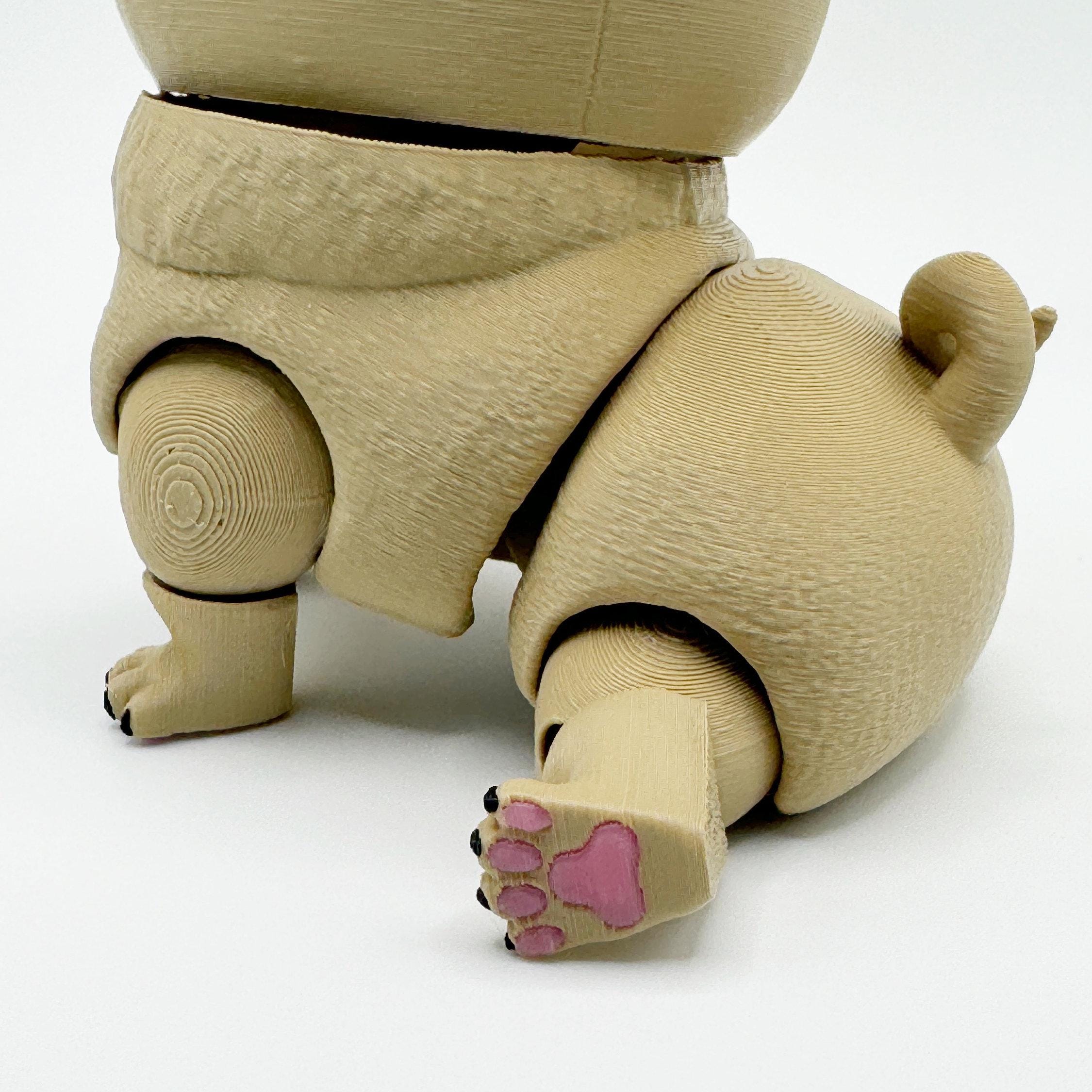 Pug Desk Accessories, 3D Printed Desk Pet, Articulating Animal, Gift ...