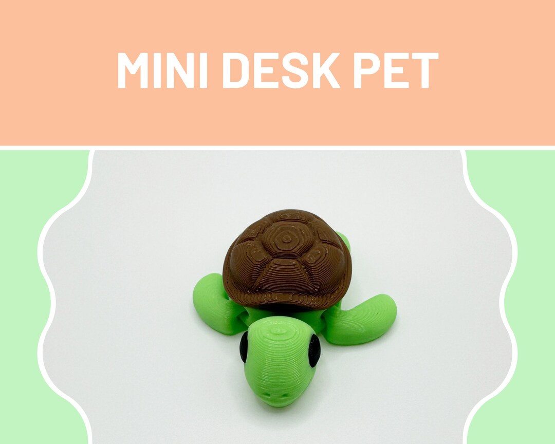Turtle Desk Accessories, 3D Printed Desk Pet, Articulating Animal, Gift ...