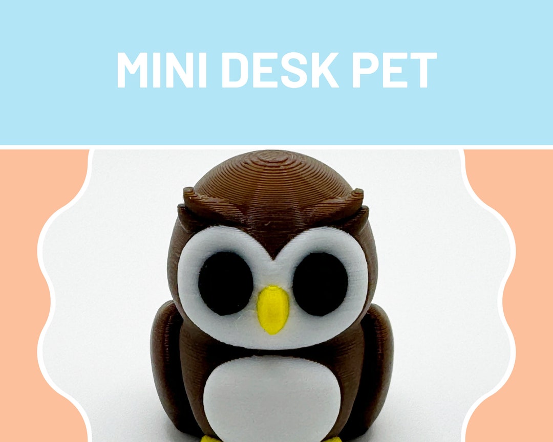 Owl Desk Accessories, 3D Printed Desk Pet, Articulating Animal, Gift ...