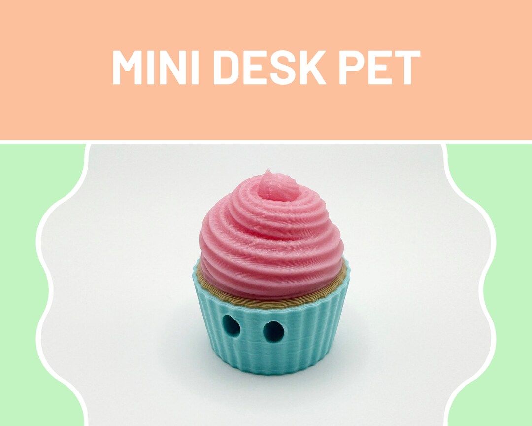 Cupcake Desk Accessories, 3D Printed Desk Pet, Articulating Animal ...