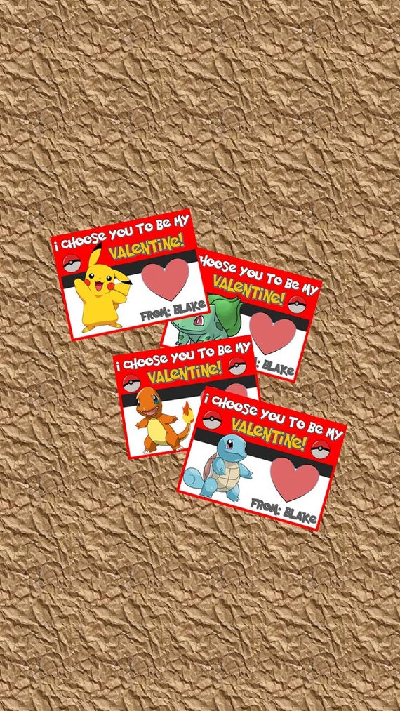 Pokemon Valentine Kort Pokemon Valentine's Day Card, Custom Pokemon