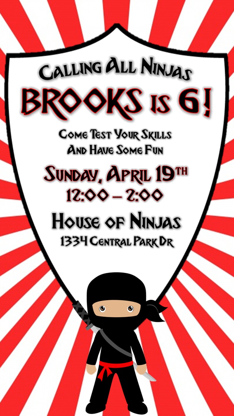 Calling All Ninjas! Birthday Party Invitation - Etsy