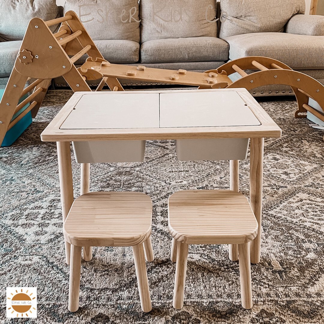 Set of TWO Kids Wooden Stools Sensory Table Stools Kids - Etsy