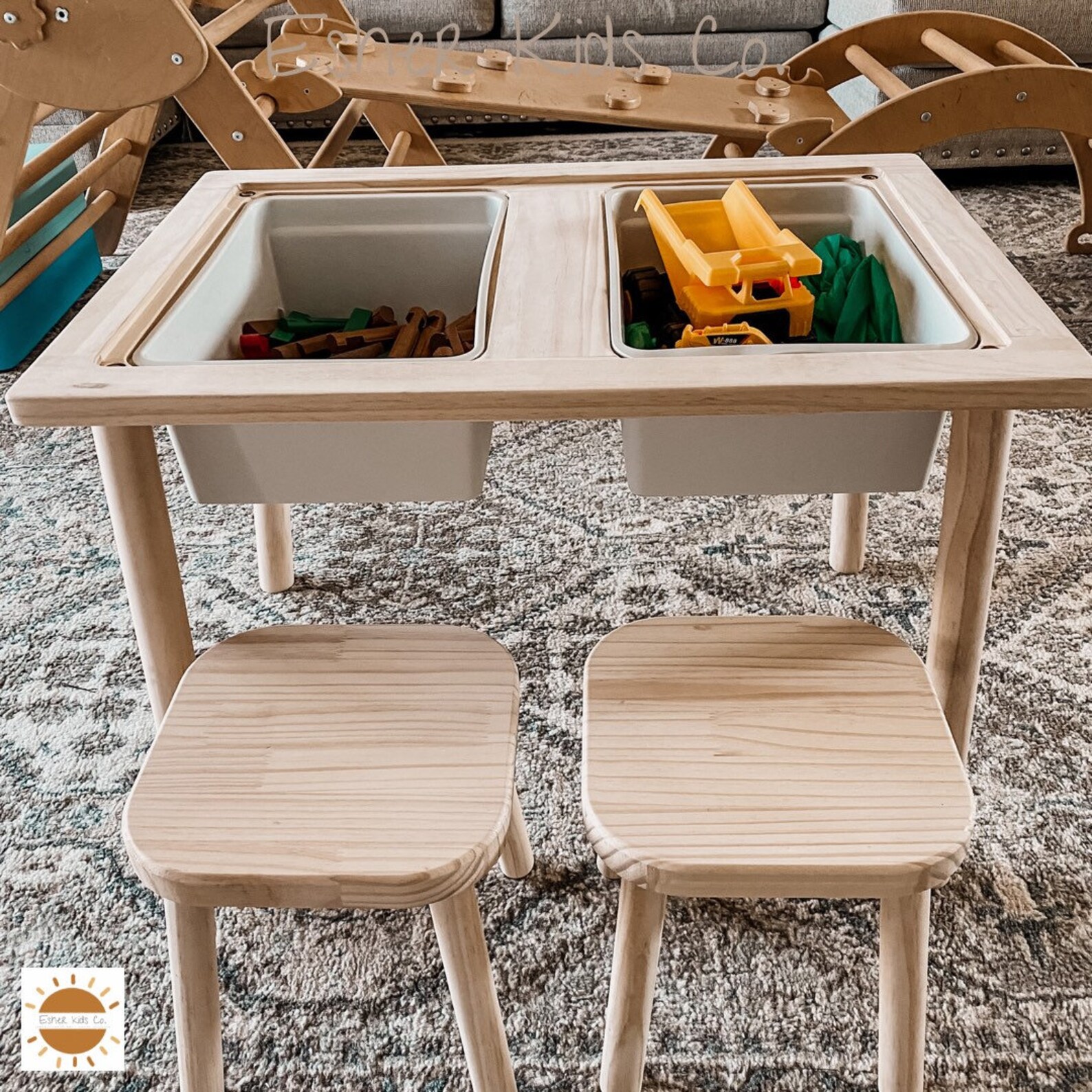 Set of TWO Kids Wooden Stools Sensory Table Stools Kids - Etsy