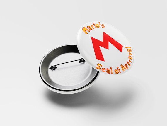 Mario Seal of Approval Button Pins Handmade Nintendo Pin | Etsy
