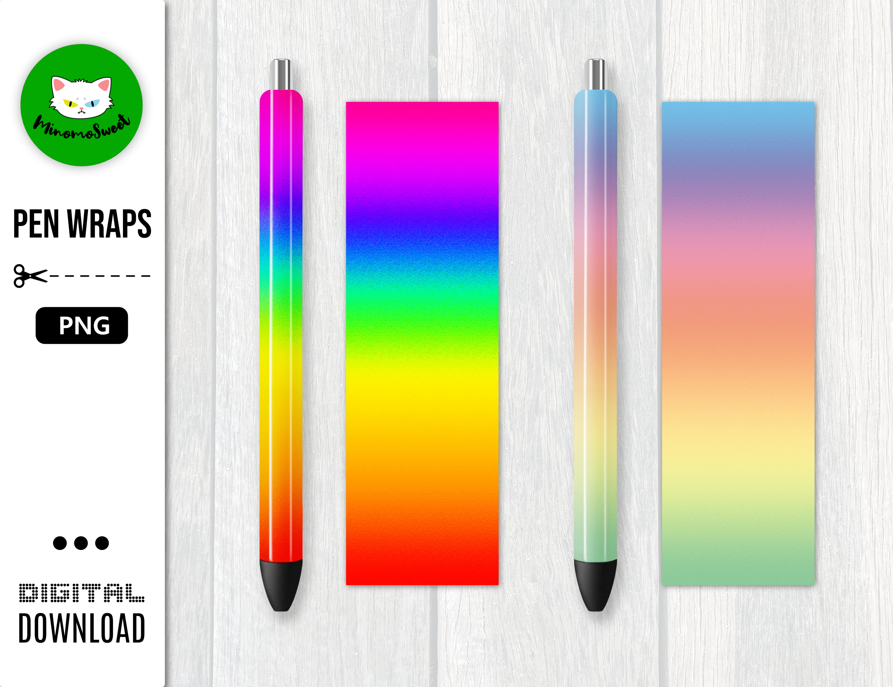 Rainbow Pen Wrap | Digital Instant Download PNG File for Inkjoy Epoxy ...