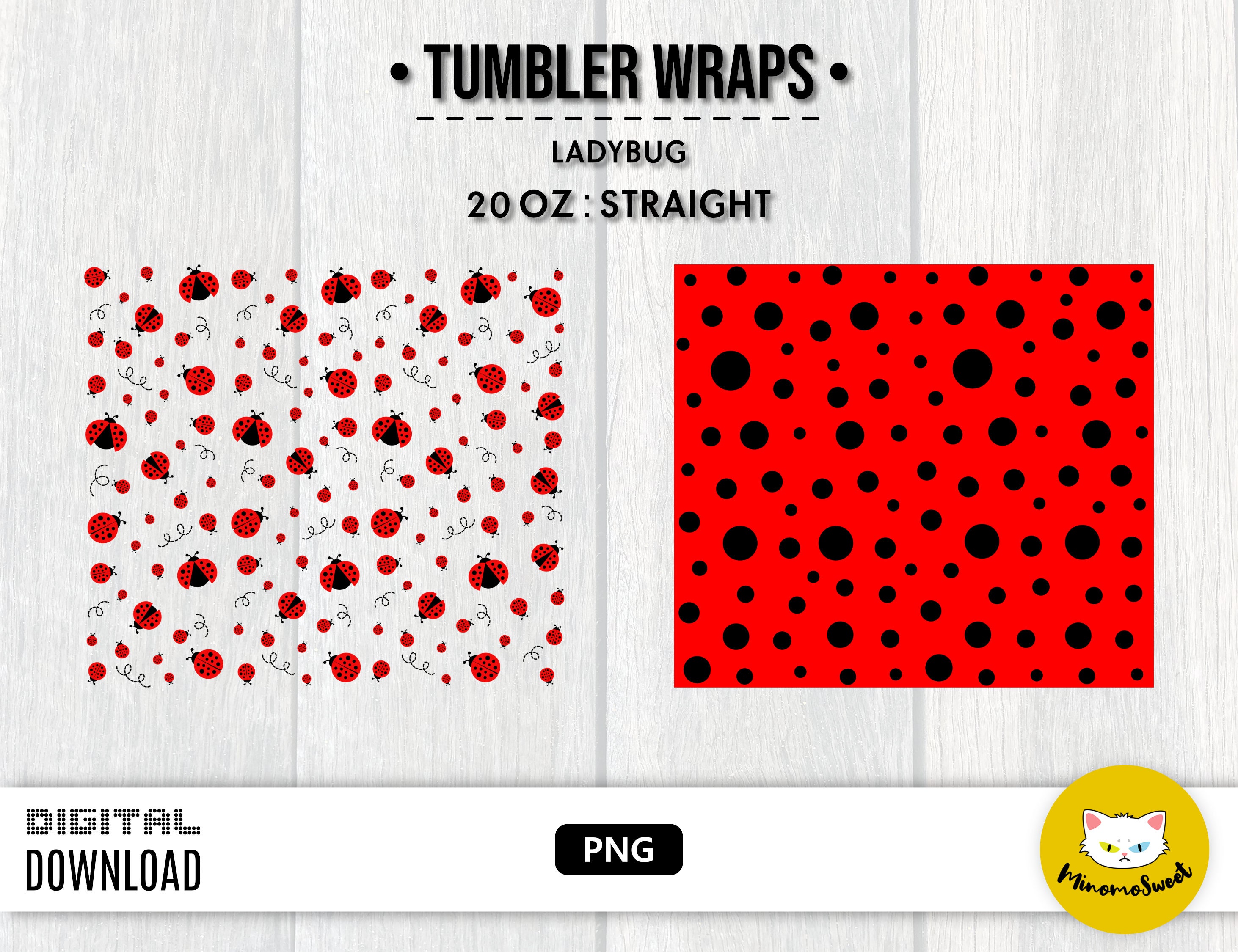 Ladybug Skinny Tumbler Wrap 20oz PNG Transparent File for Sublimation ...