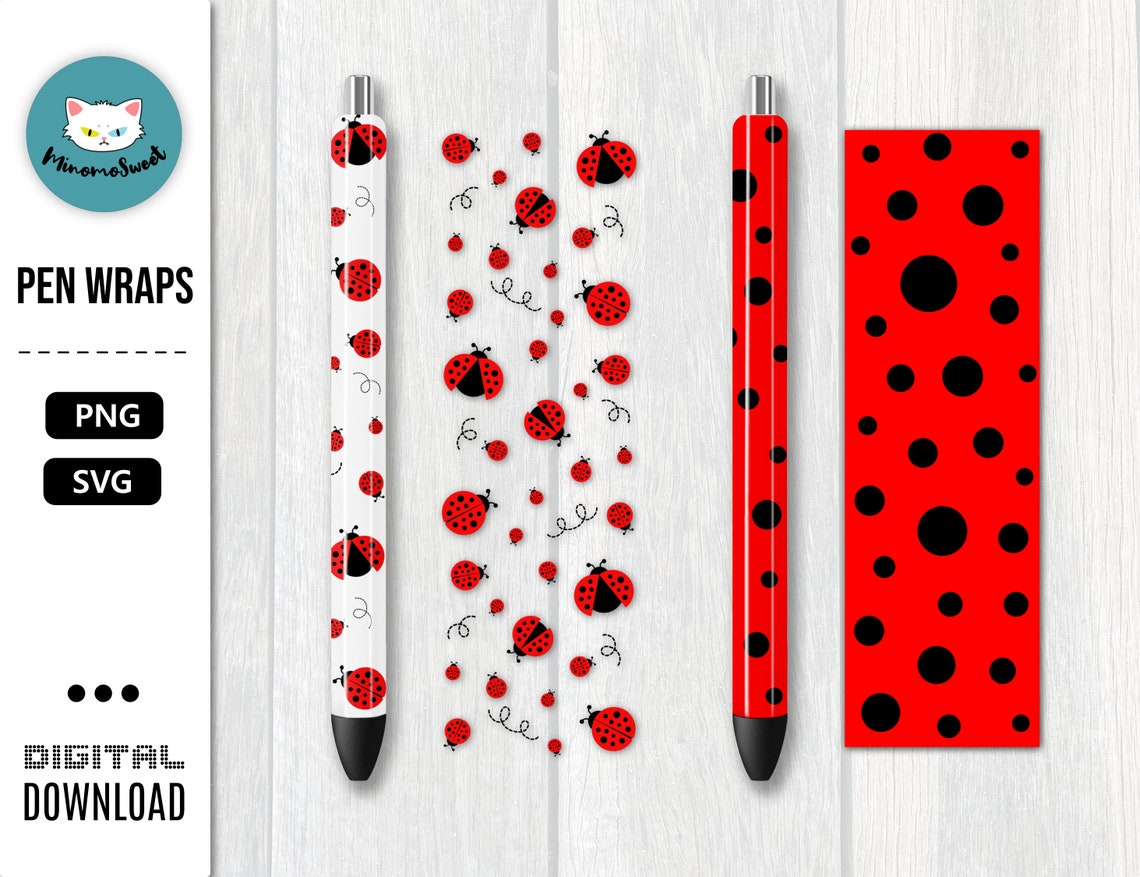 Ladybug Pen Wrap PNG SVG File for Inkjoy Epoxy Pen Waterslide - Etsy ...