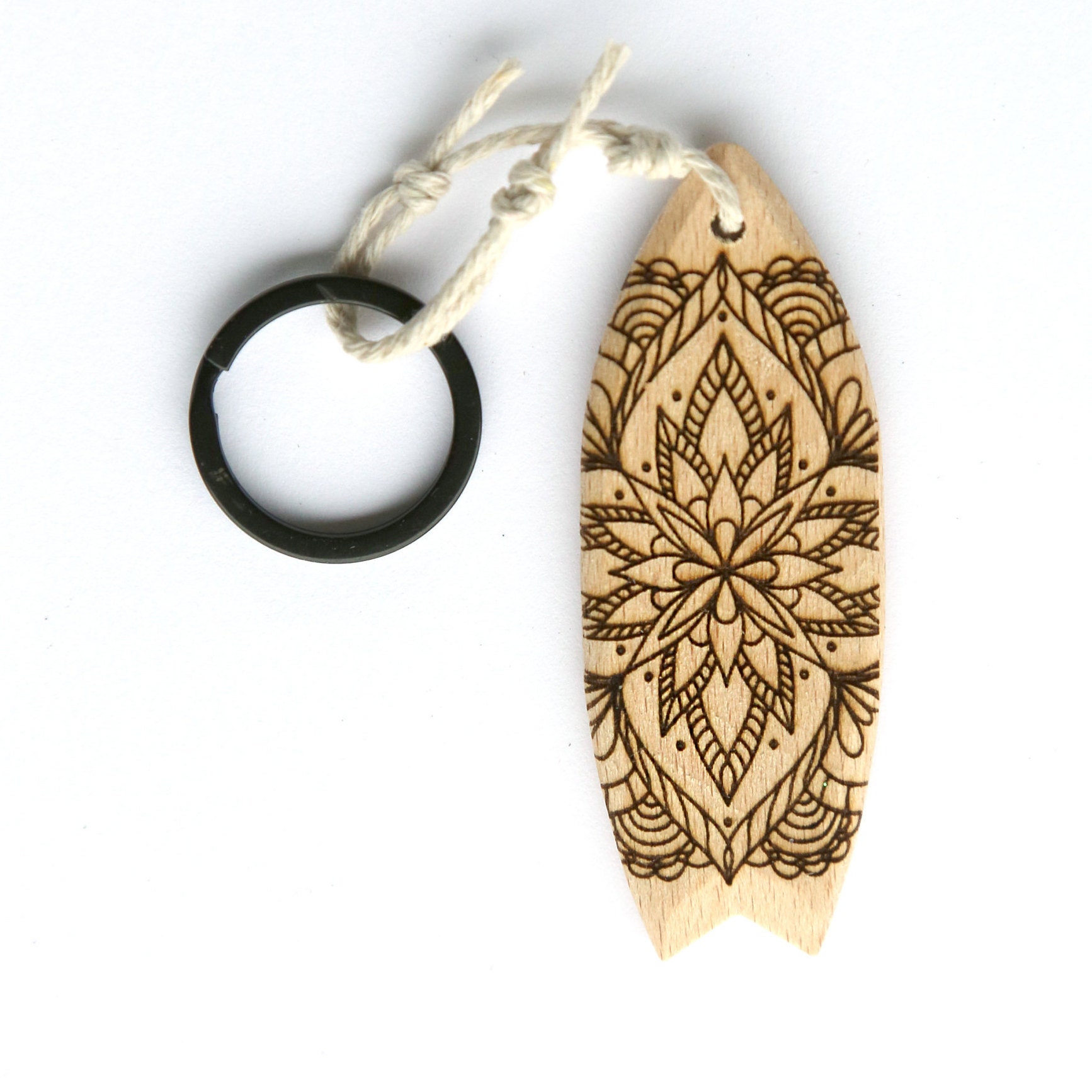 Keychain Surf Mandala Ink and Wood Handmade Customizable - Etsy Ireland