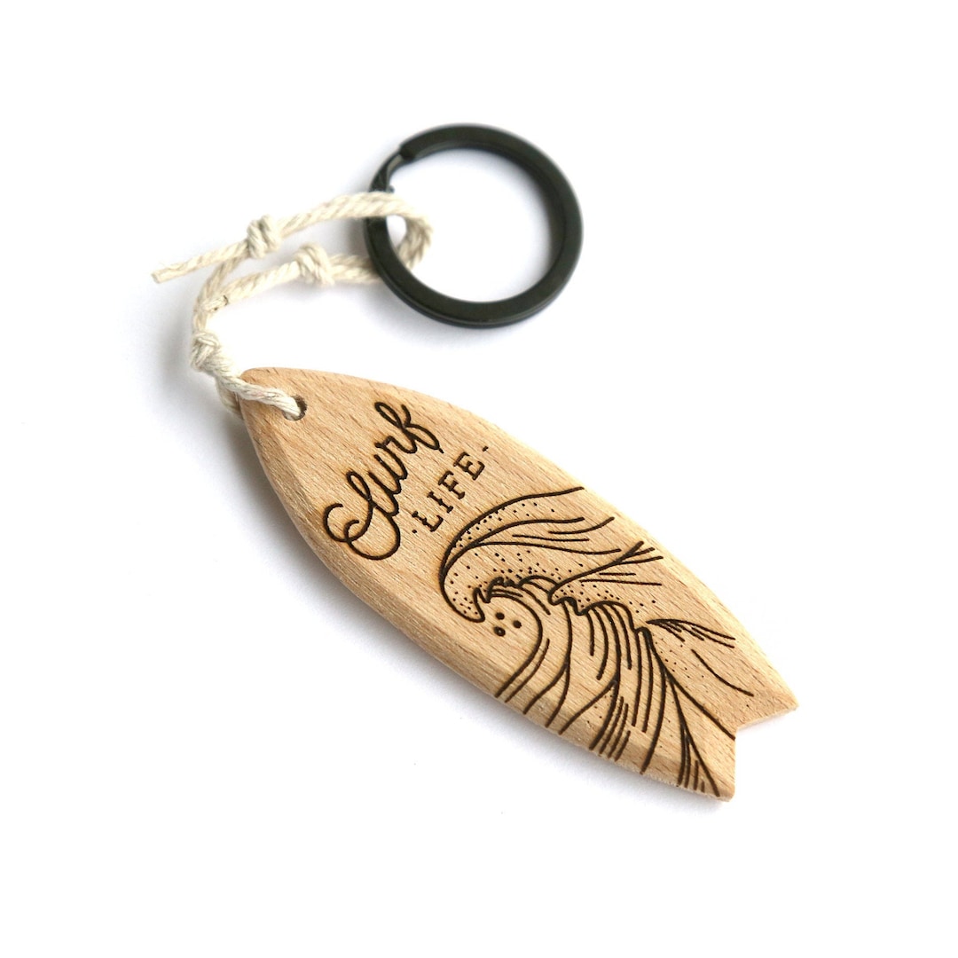 Keychain Surf Ink and Wood Handmade Customizable - Etsy