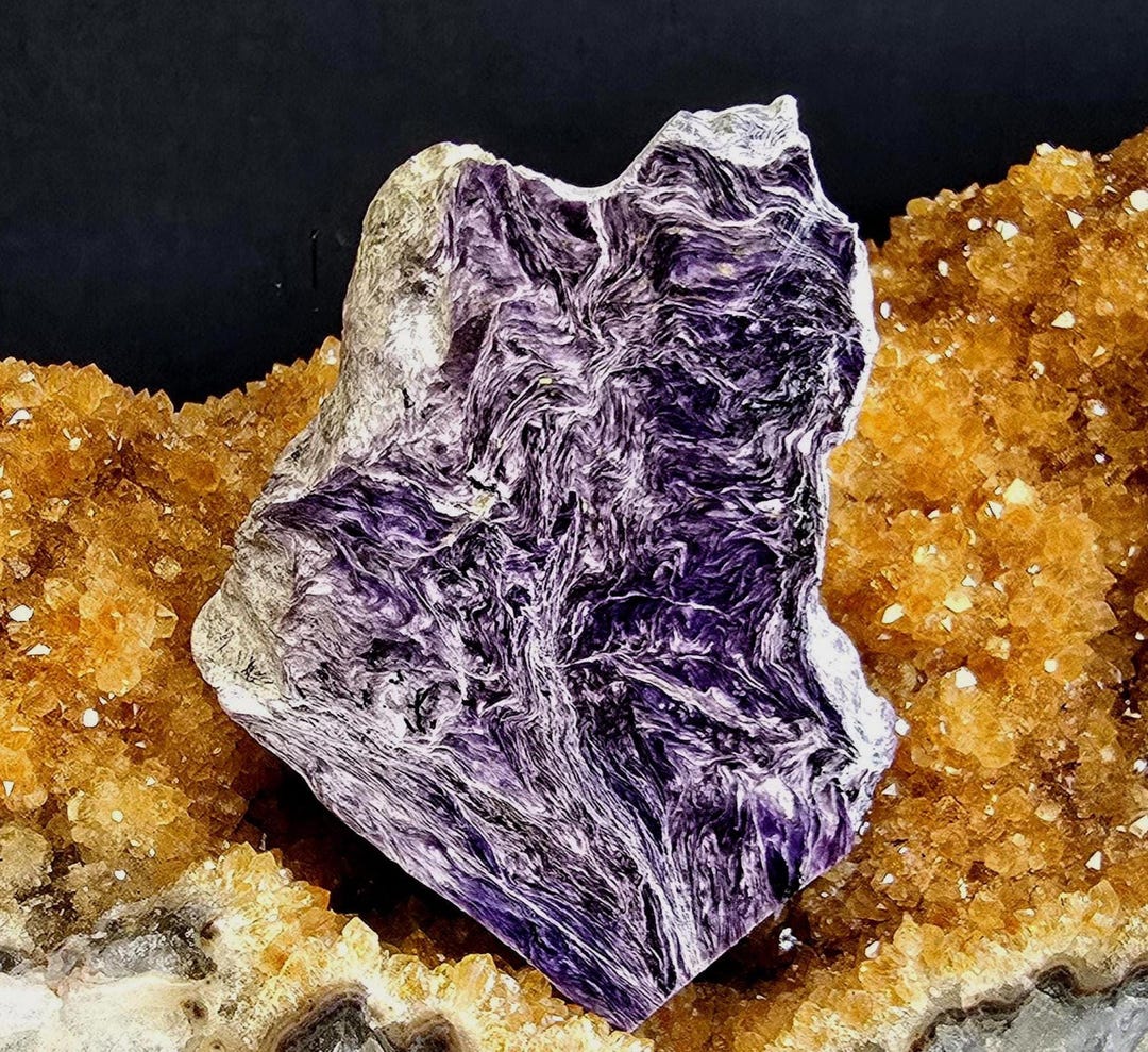 Charoite Polished Slab With Rough & Cut Edges. Approx. Size 4"x3.50"x ...