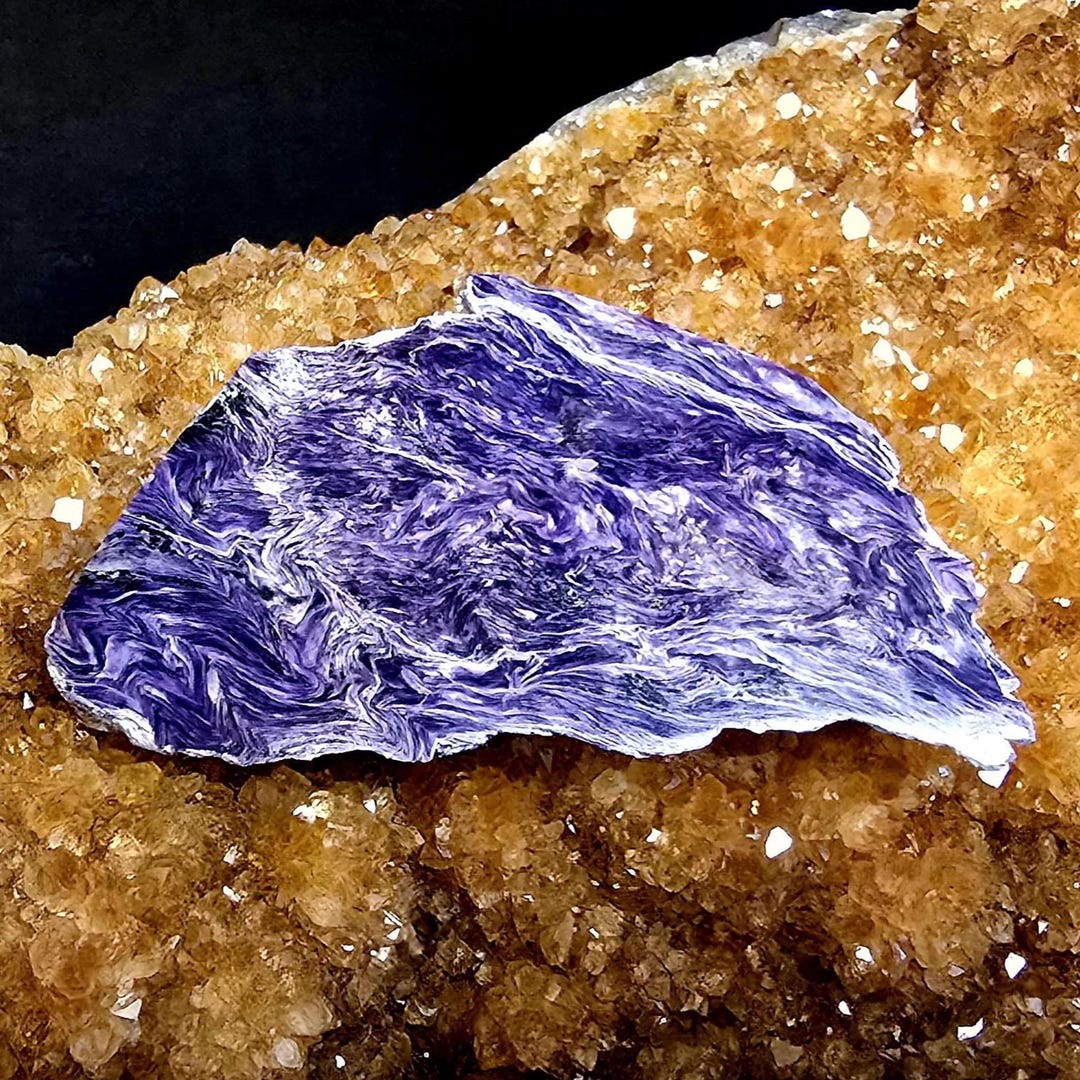 Charoite Polished Freeform Slab With Rough & Cut Edges. Approx. Size 2. ...