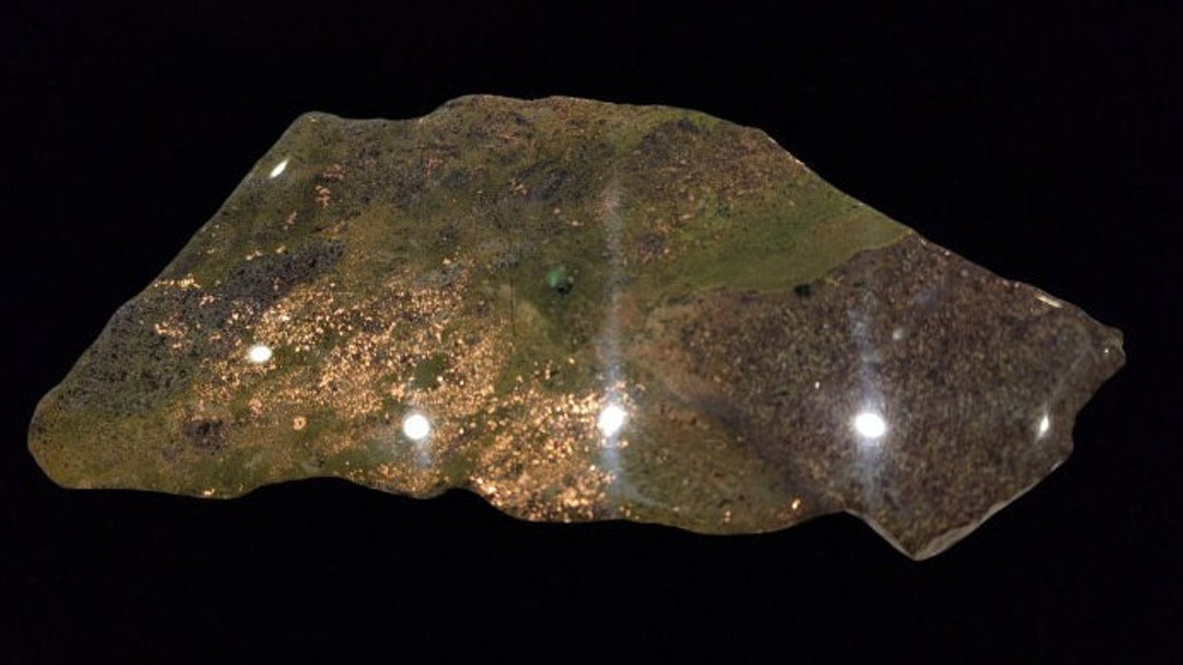 Prehnite With Copper Inclusions Freeform Slice Slab. Approx. Size 10"x4 ...