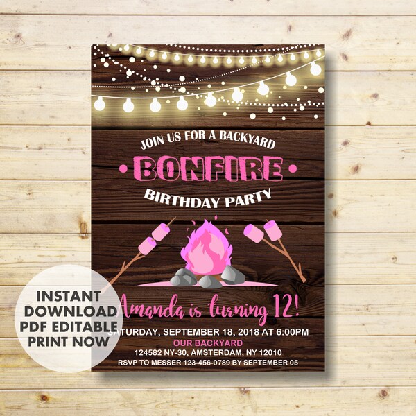 Bonfire Invitation - Etsy