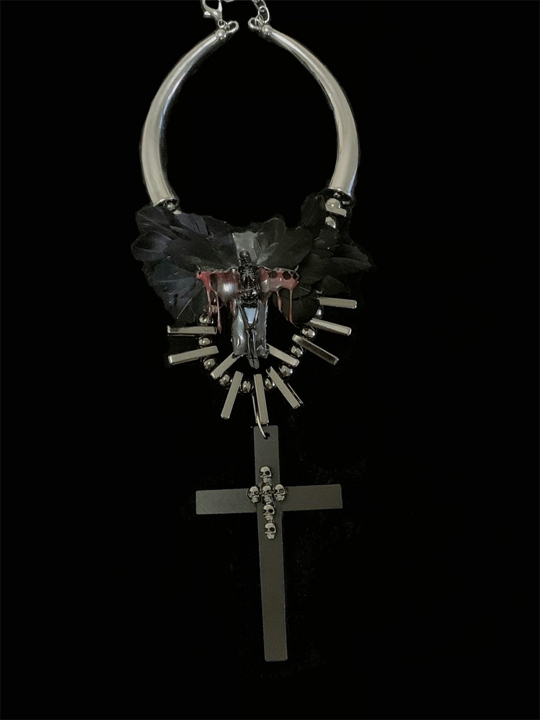 Skull Cross Necklace Vampire Crucifix Necklaces Cross Choker Goth ...