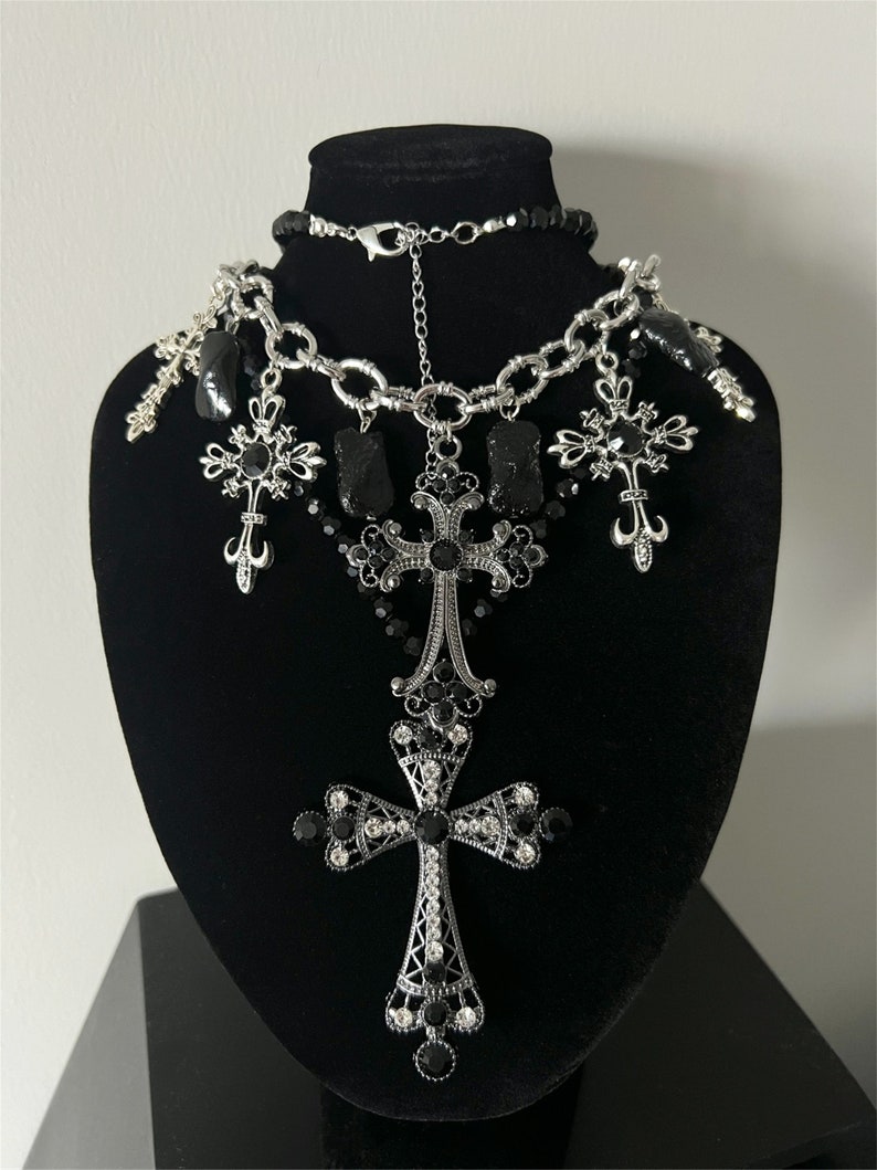 Black Gothic Cross Necklace Skull Vampire Crucifix Necklaces - Etsy