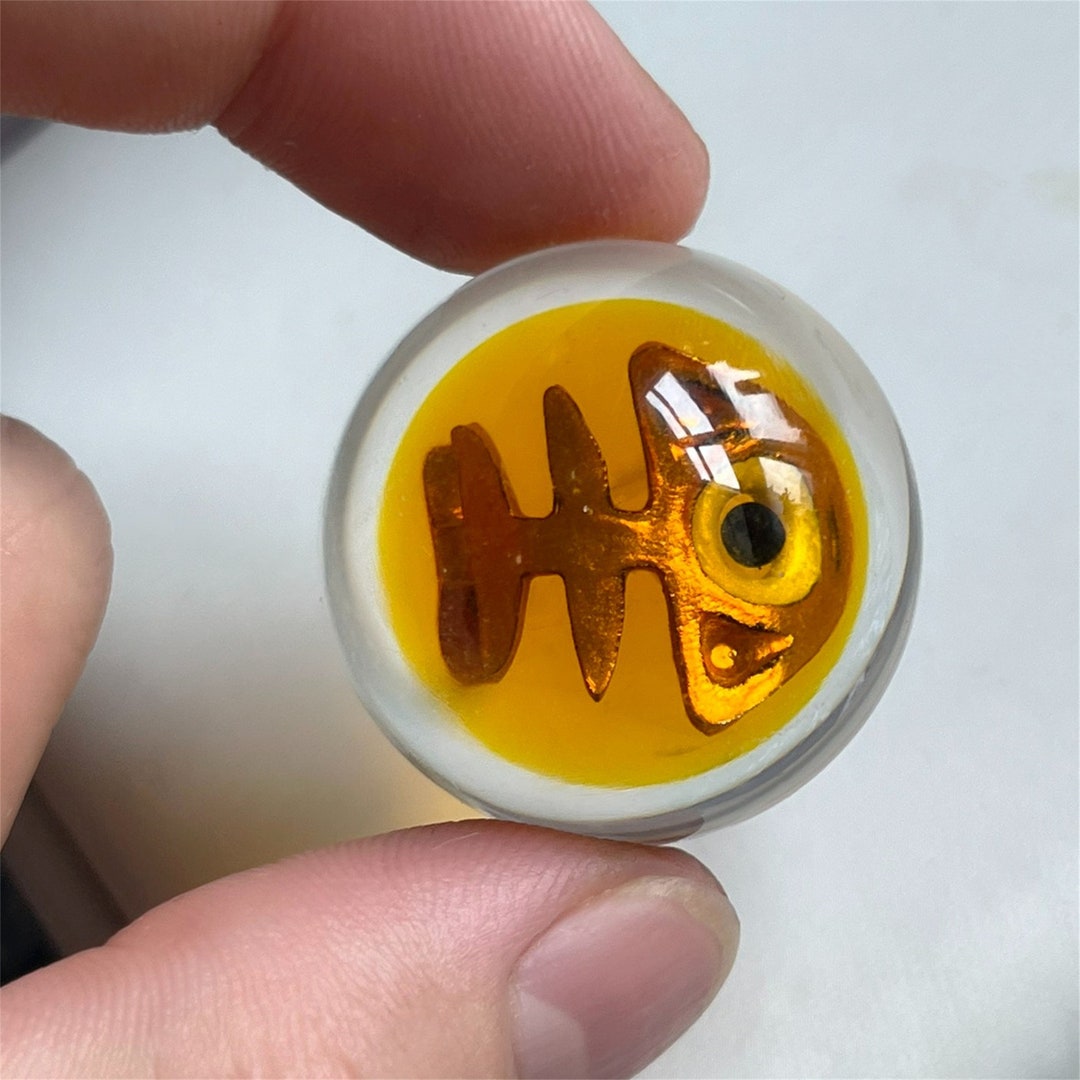 Golden Egg Marble Salmon Run Egg One Chinook Salmon Eggs Handmake Gold ...