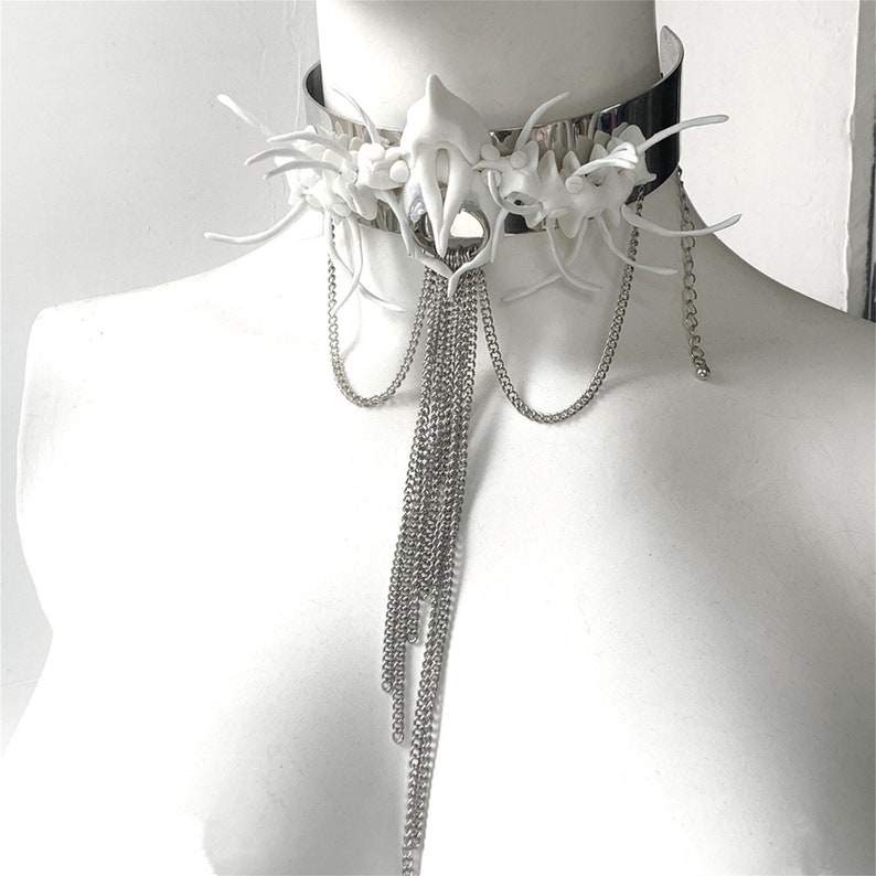 Spiky Thorn Choker Satan Necklace Bloodthirsty Skull Necklace - Etsy ...