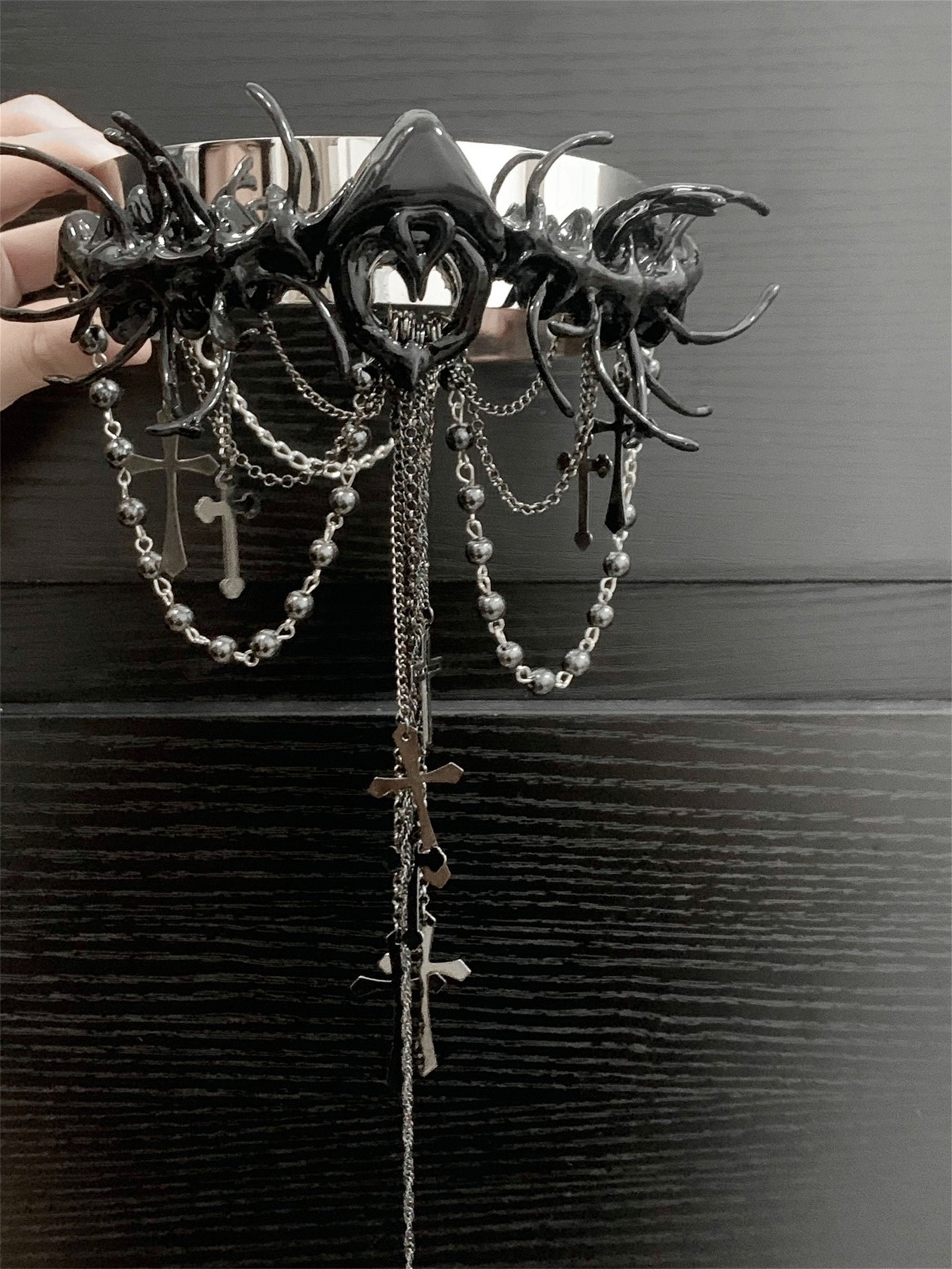 Spiky Thorn Choker Satan Necklace Bloodthirsty Skull Necklace Bloodlust ...