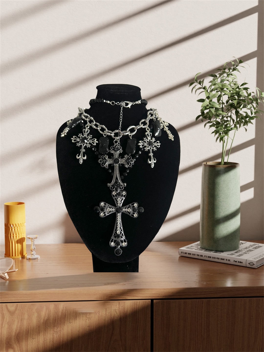 Black Gothic Cross Necklace Skull Vampire Crucifix Necklaces Cross ...