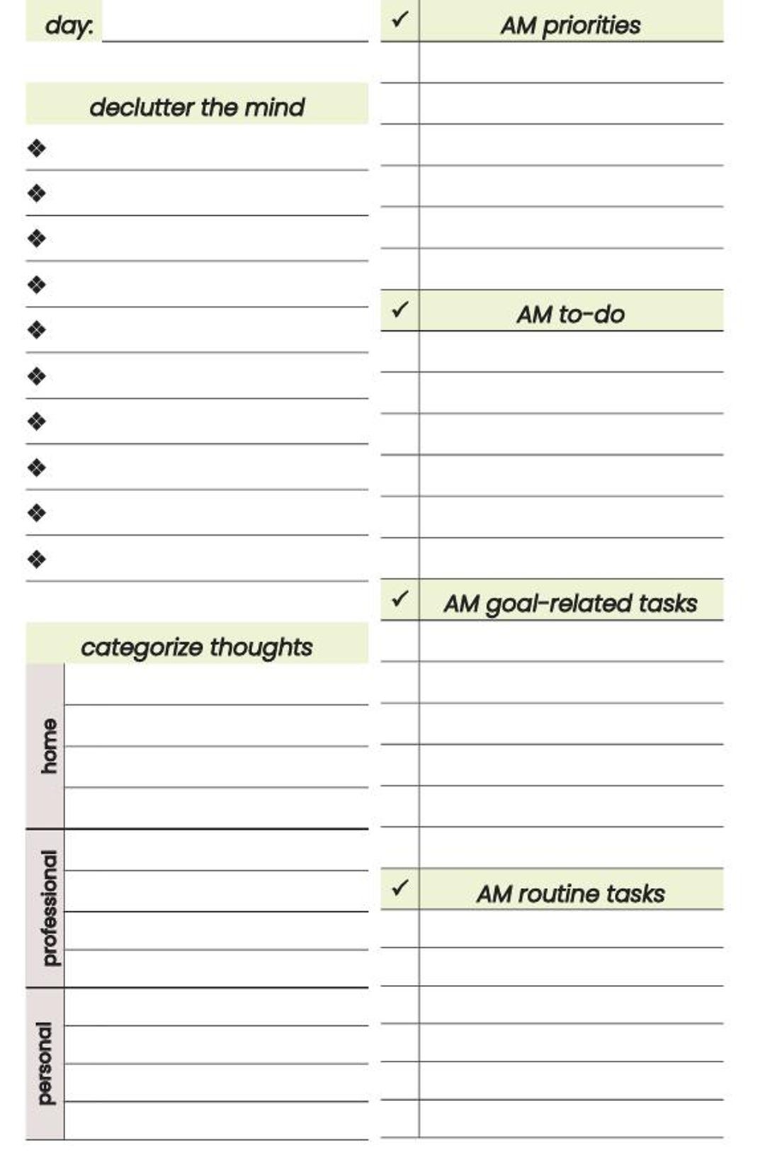 Downloadable PDF Printable Booklet Daily Mind Declutter Planner Insert ...