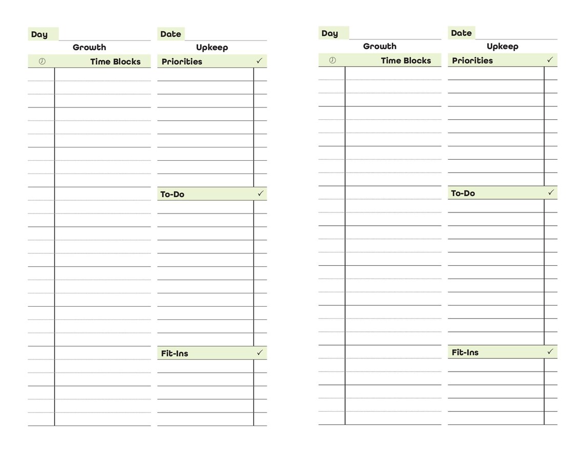 Daily Planner. PDF Download. Printable for Letter Size Paper. Foldable ...