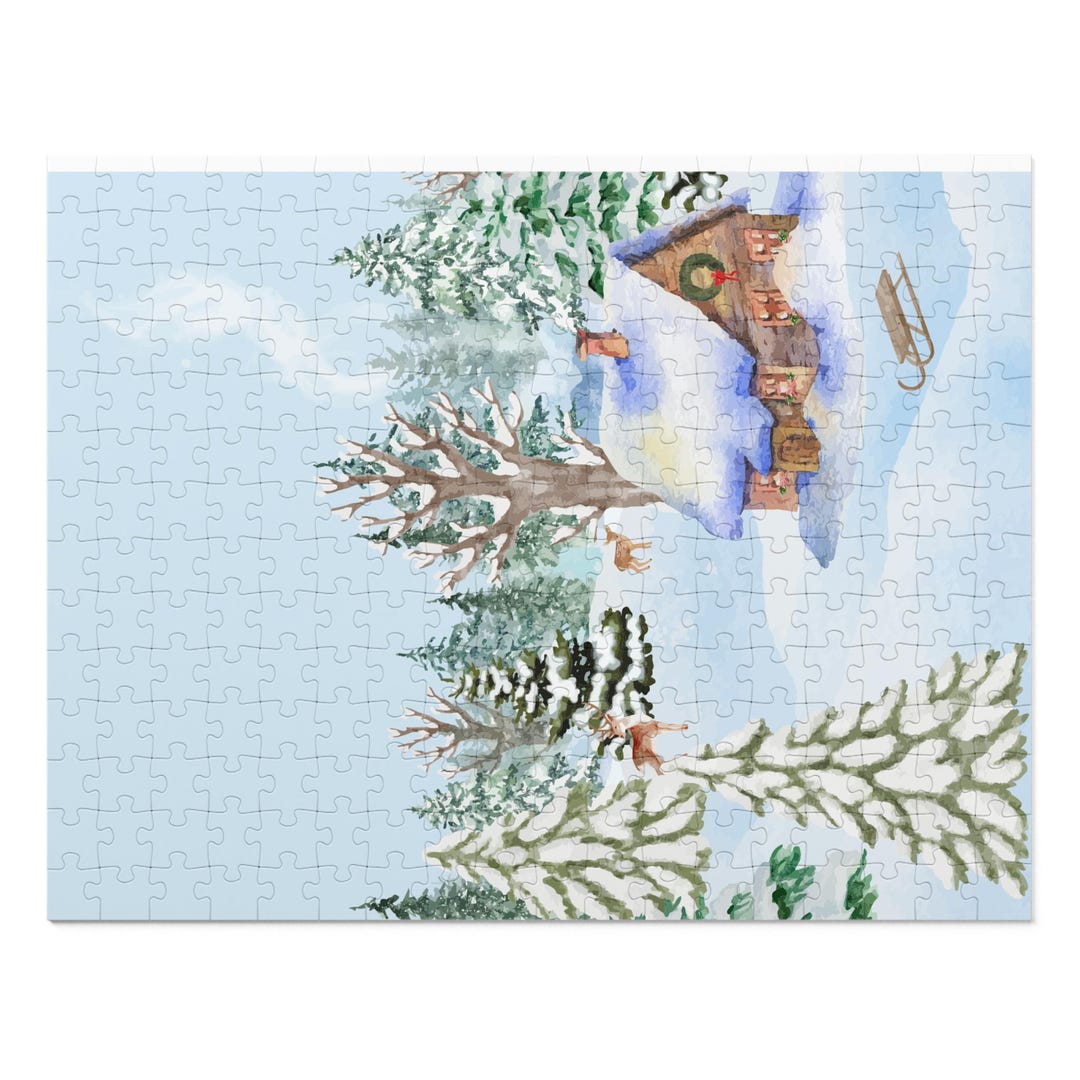 Winter Wonderland Jigsaw Puzzle, Cozy Cabin Scene, Family Activity ...