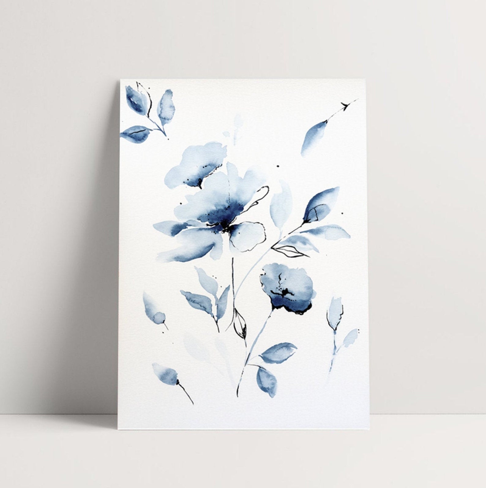 Abstract Watercolor Painting, Blue Abstract Watercolor, Large Print ...