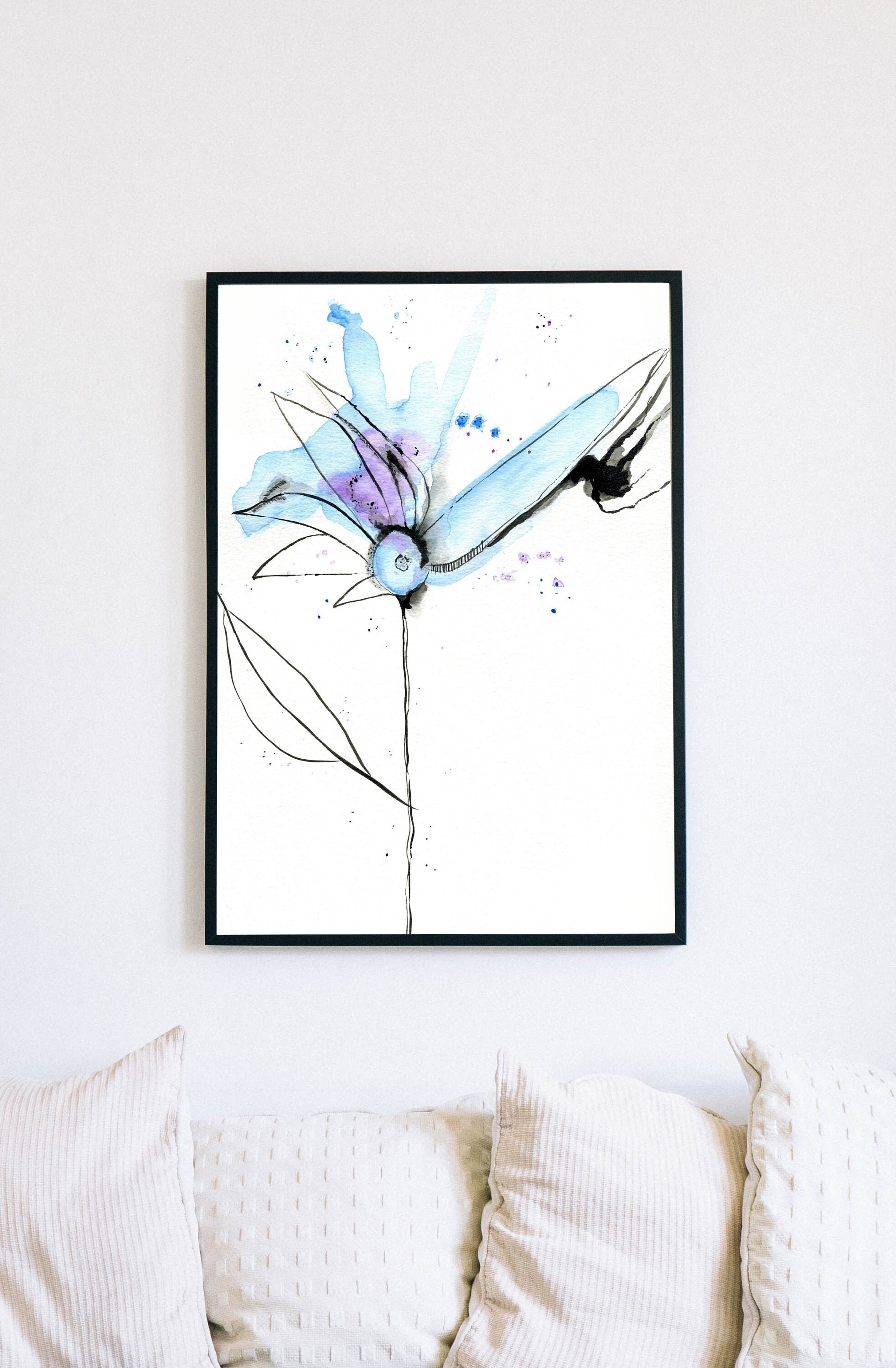 Abstract Blue Purple Watercolor Print Large Watercolor Wall - Etsy