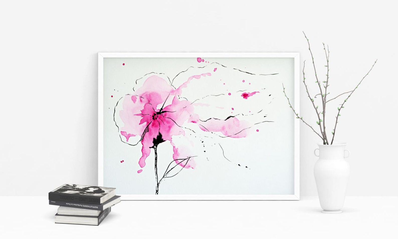 Pink Flower Abstract Art Watercolor Painting Digital Art Print - Etsy