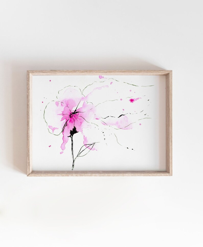 Pink Flower Abstract Art Watercolor Painting Digital Art Print - Etsy