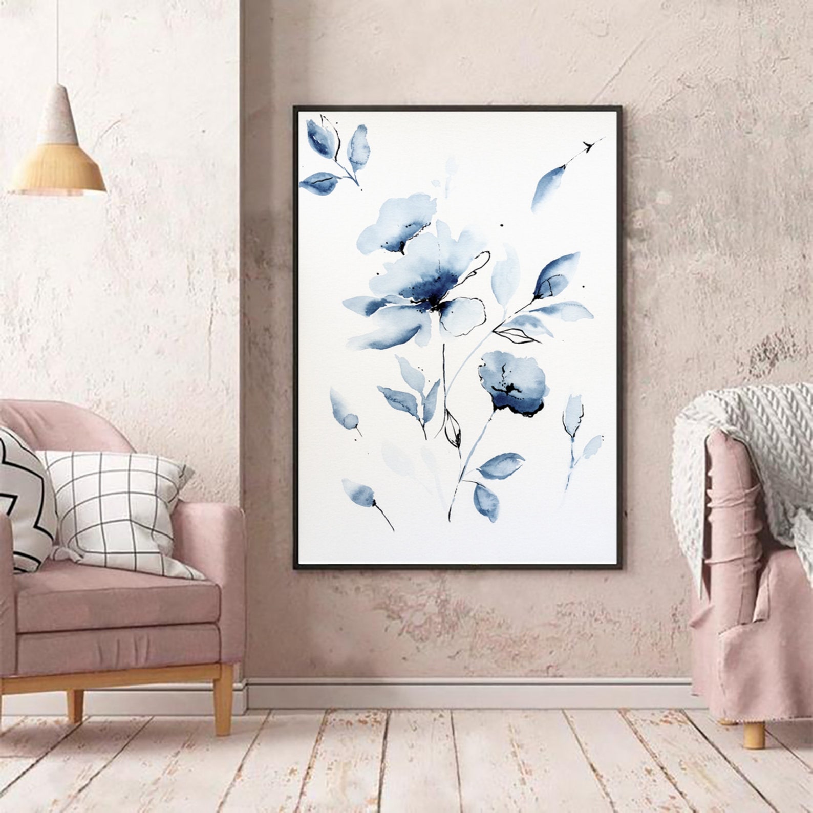 Abstract Watercolor Painting, Blue Abstract Watercolor, Large Print ...