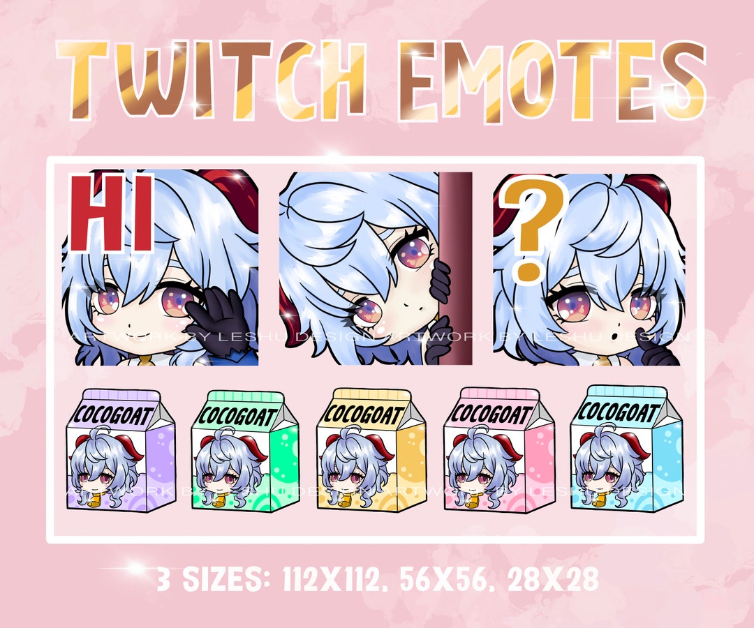 Twitch Emotes, 8 Emotes, Ganyu Emote, Cocogoat Emote, Qiqi Emote ...