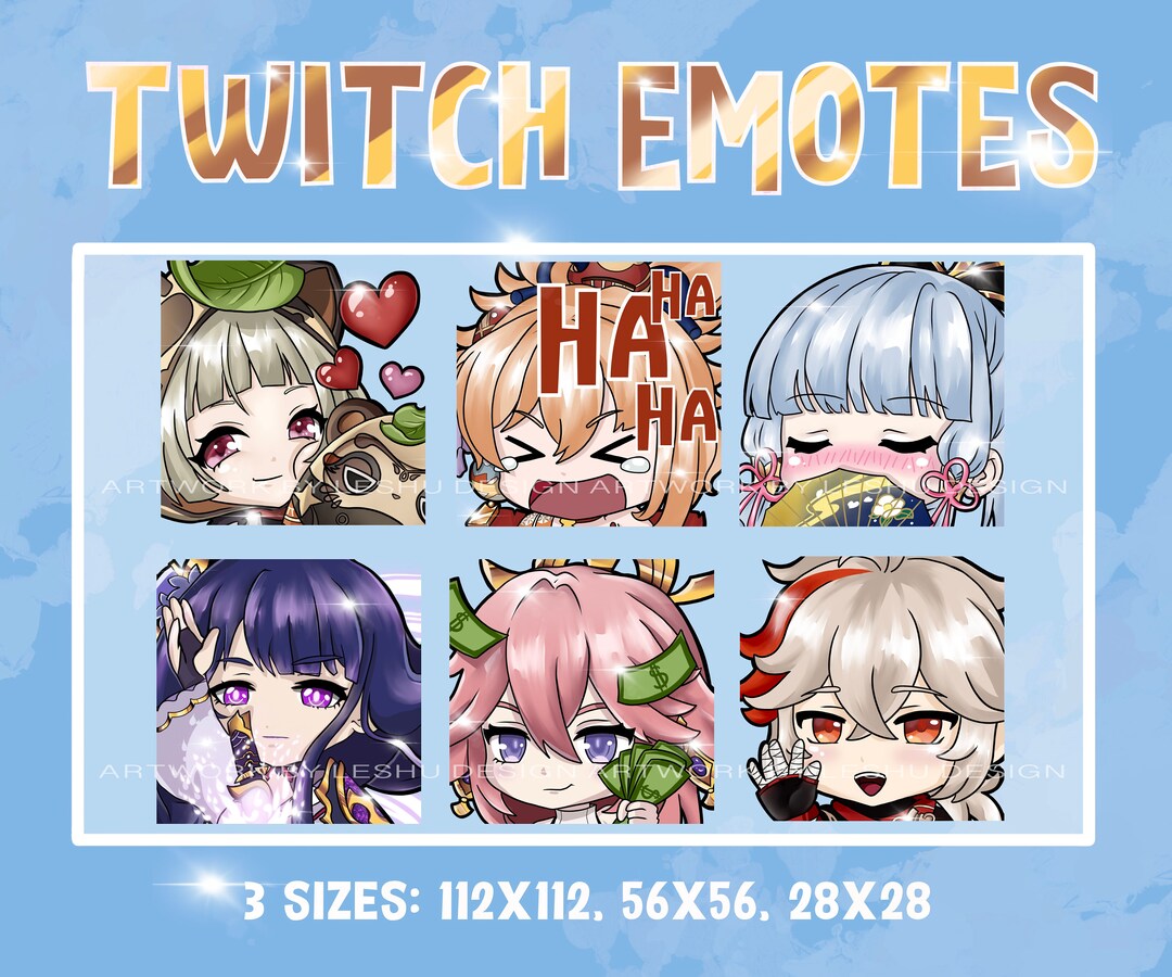 Twitch Emotes Set, Ayaka, Raiden, Yae, Kazuha, Sayu, Yoimiya, Stream ...