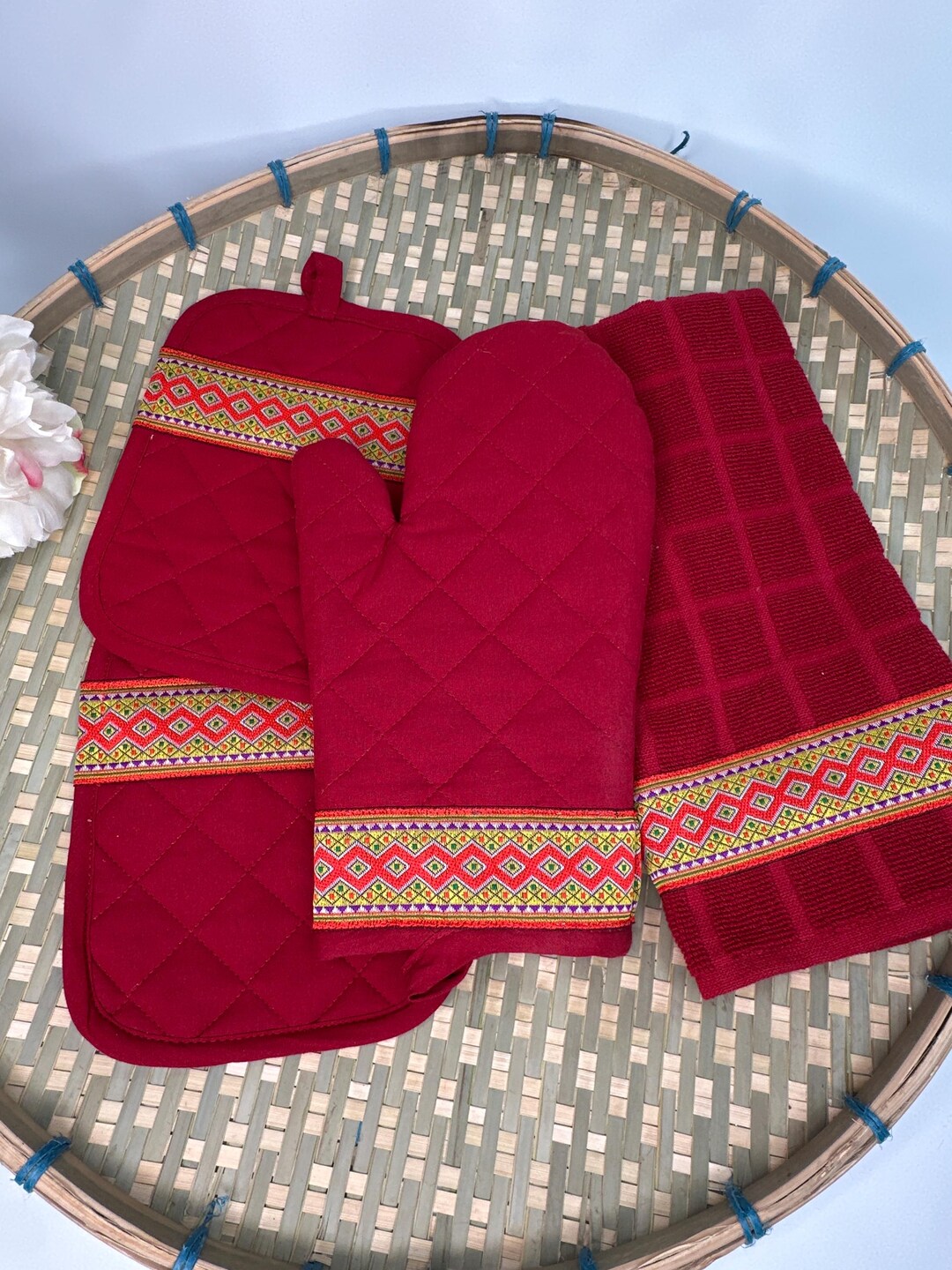 4p Set Kitchen Red, Hmong Inspired Kitchen, Hmong Kitchen Gift, Hmong ...