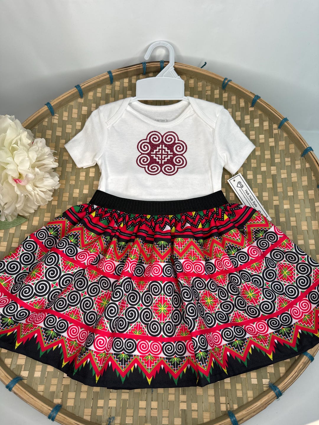Baby Onesie Set 12m, 2p Hmong Inspired Onesie and Skirt, Hmong Baby ...