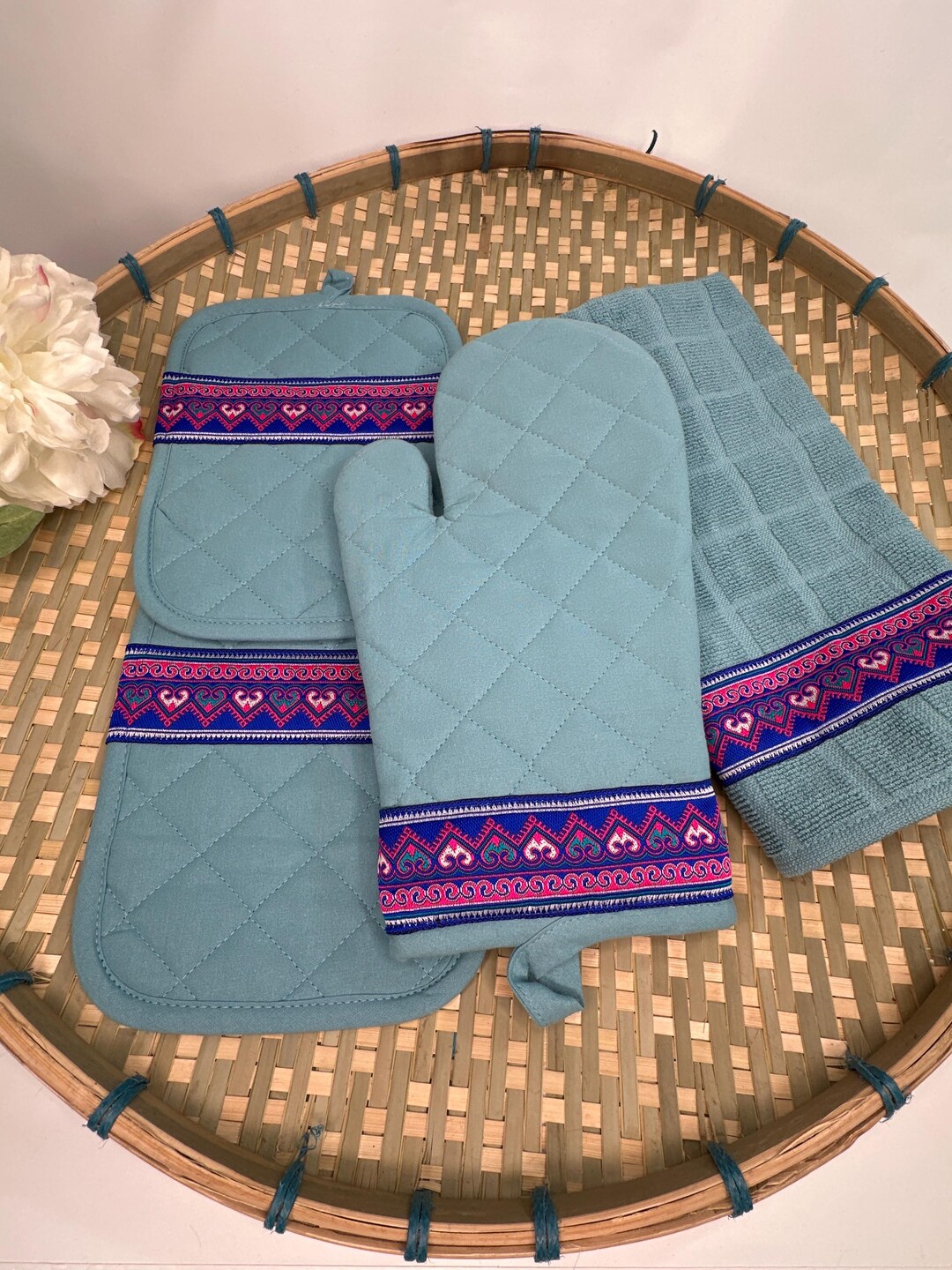 4p Set Kitchen Blue, Hmong Inspired Kitchen, Hmong Kitchen Gift, Hmong ...