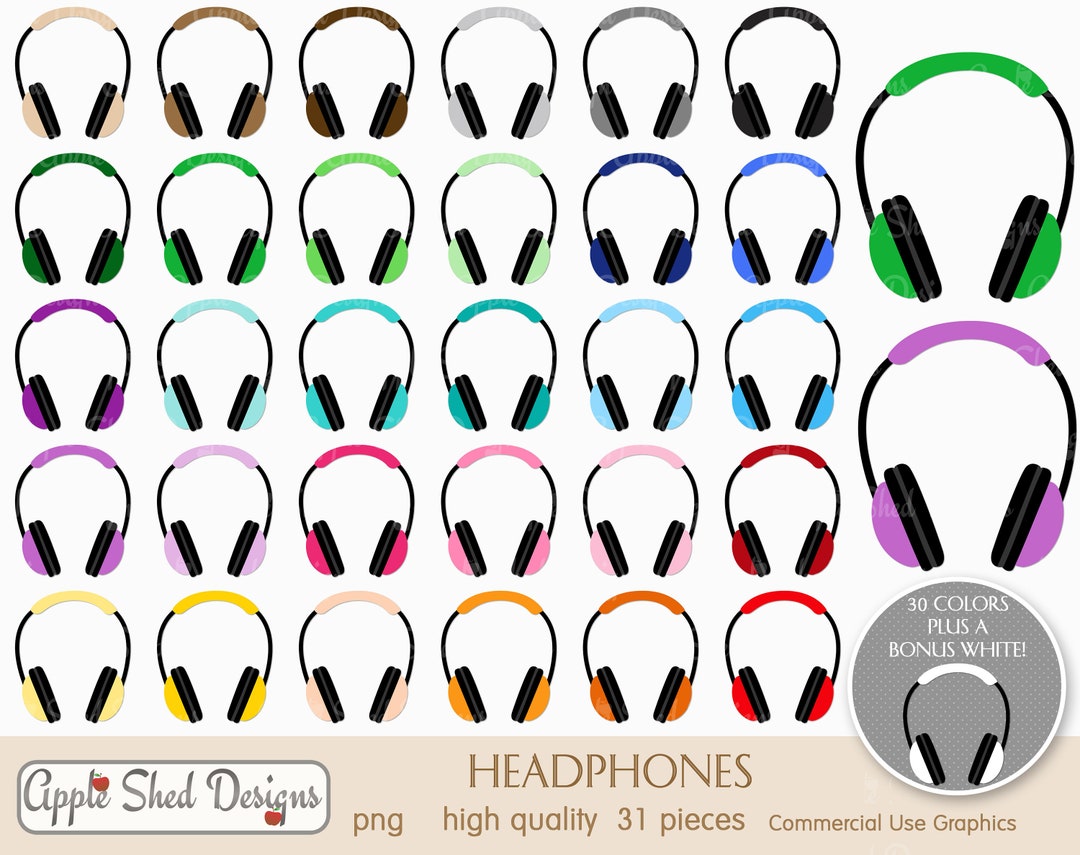 HEADPHONE Clipart 31 Qty Planner Clipart Icons Rainbow - Etsy