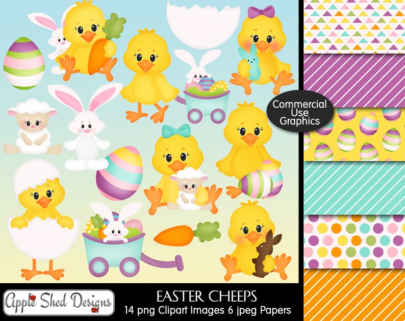EASTER BUNDLE Digital Clipart & Papers 67 Clipart and 30 - Etsy