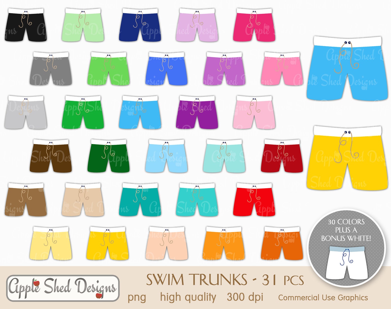 SWIM TRUNKS Clipart 31 qty planificador clipart iconos - Etsy España