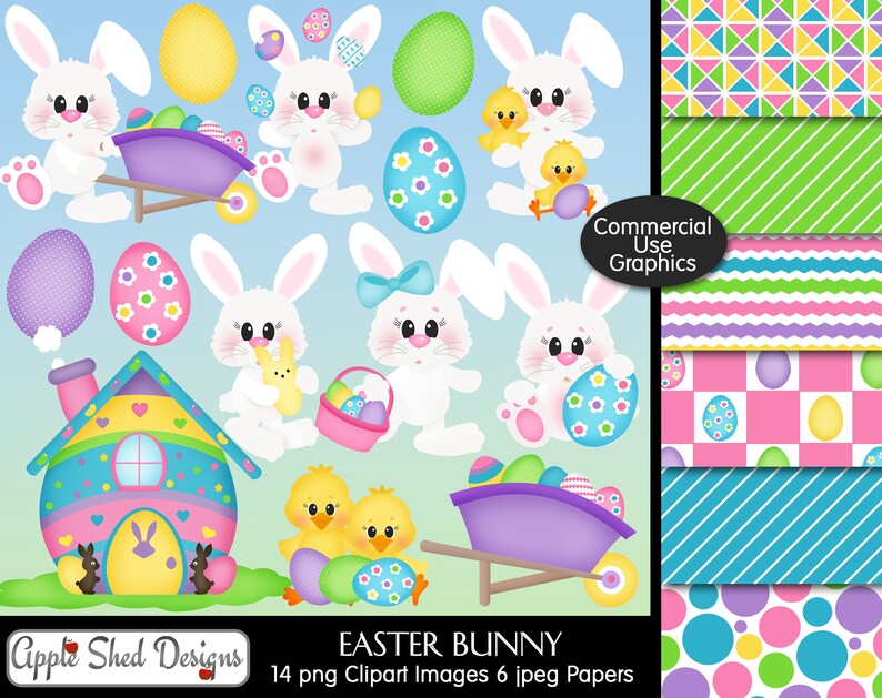 EASTER BUNDLE Digital Clipart & Papers 67 Clipart and 30 - Etsy