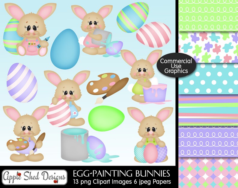 EASTER BUNDLE Digital Clipart & Papers 67 Clipart and 30 - Etsy