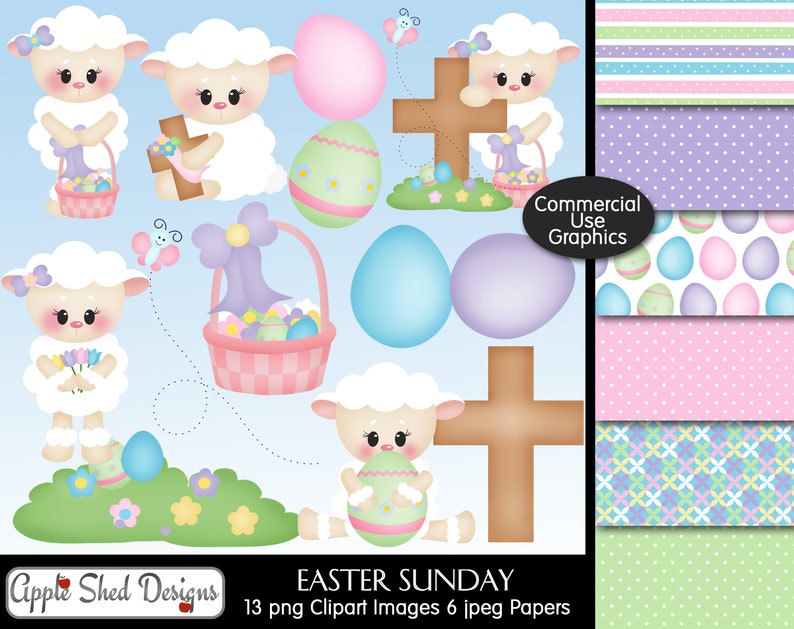 EASTER BUNDLE Digital Clipart & Papers 67 Clipart and 30 - Etsy