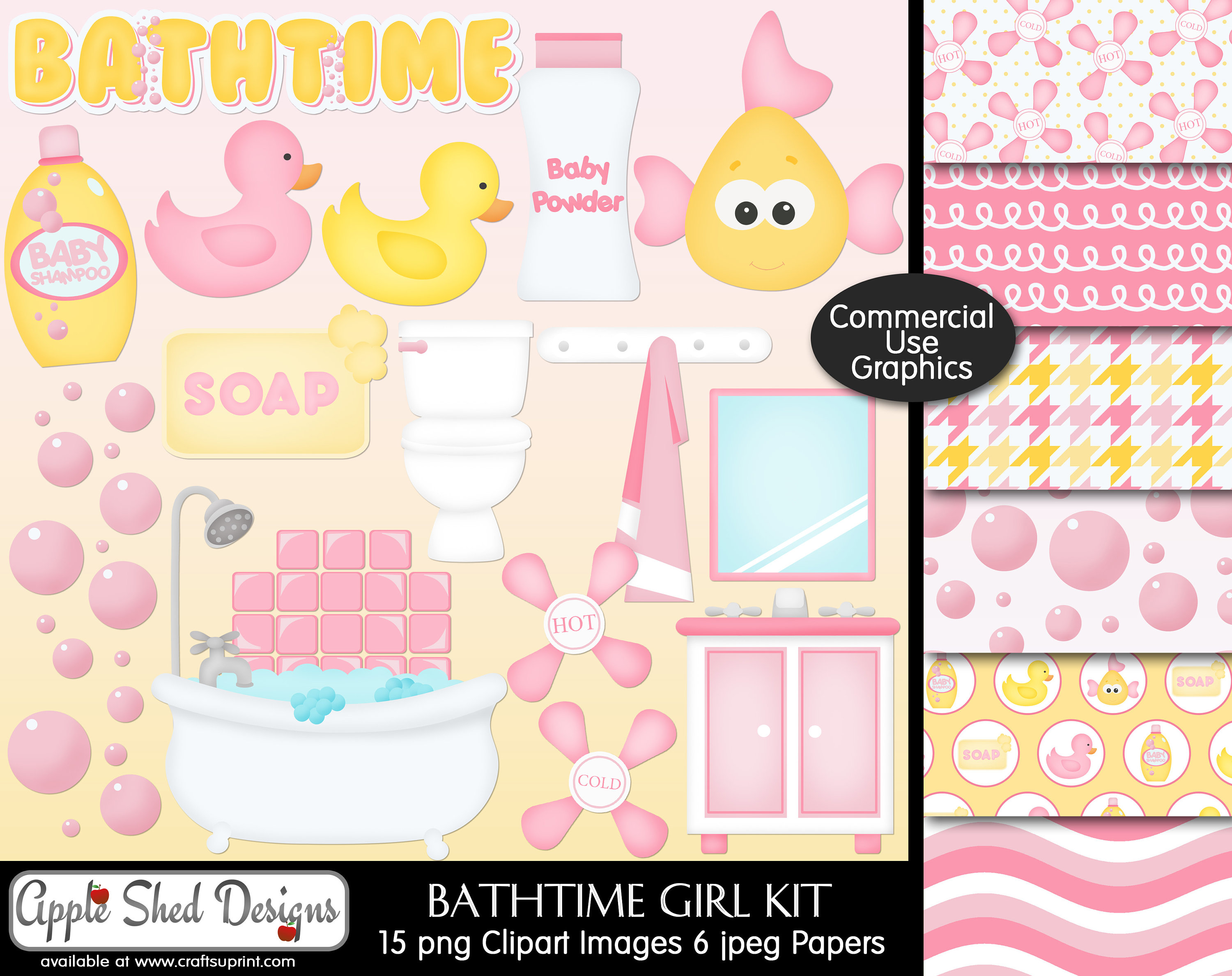 Bathroom Elements Clipart - Etsy
