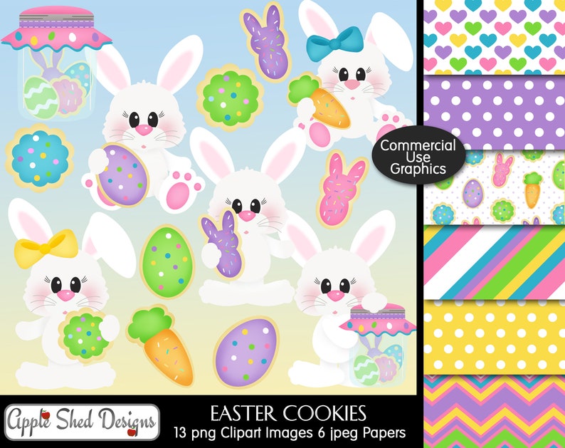 EASTER BUNDLE Digital Clipart & Papers 67 Clipart and 30 - Etsy