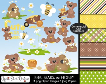 Honey Bears Clipart | Etsy