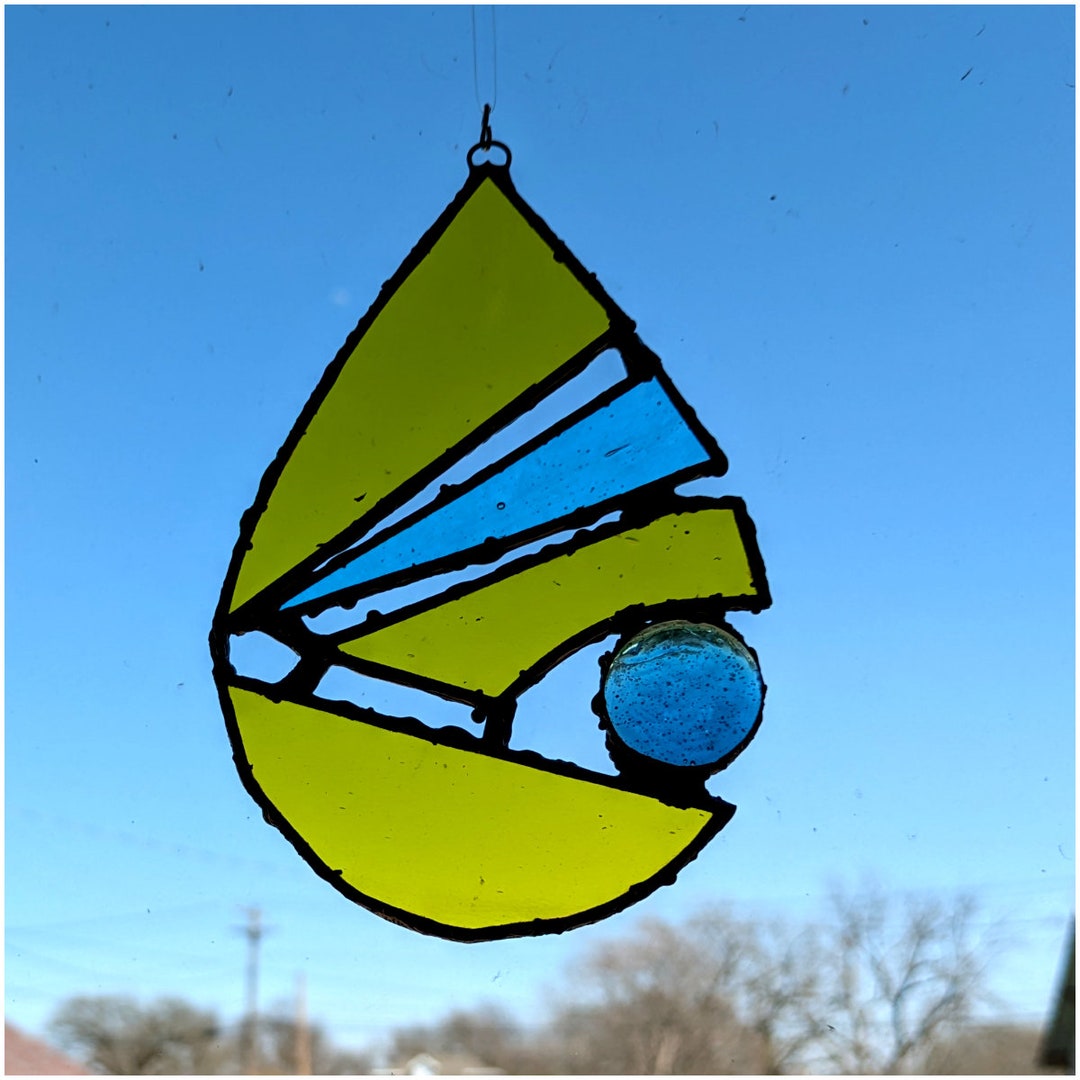 Stained Glass Suncatcher, Tiffany Style Abstract Drop raindrop, Window ...