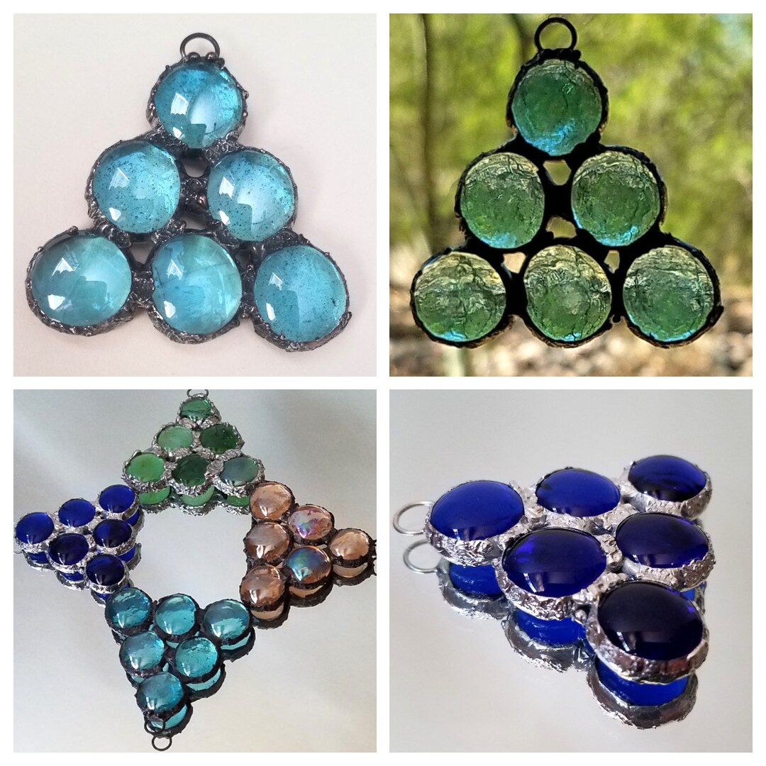 Stained Glass Suncatcher Ornaments, Glass Pyramid Triangles, Tree ...