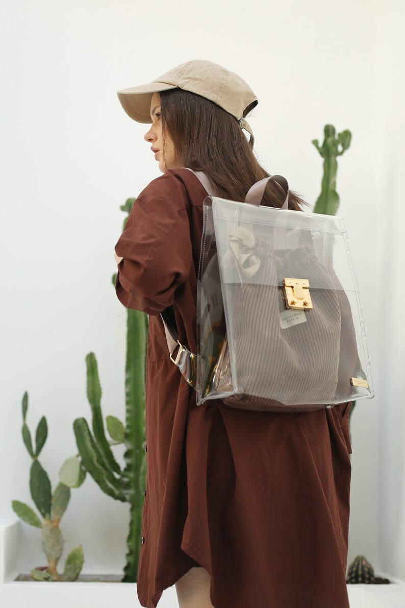 Minimalist Clear Backpack,designer Bag, Transparent Backpack, Coffee ...