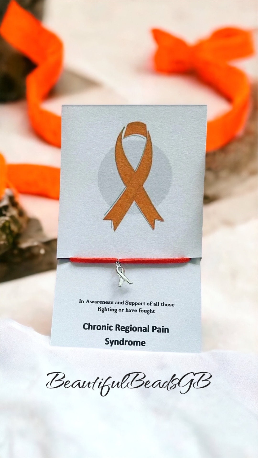 Chronic Regional Pain Syndrome Wish Bracelet Orange Ribbon Charm ...